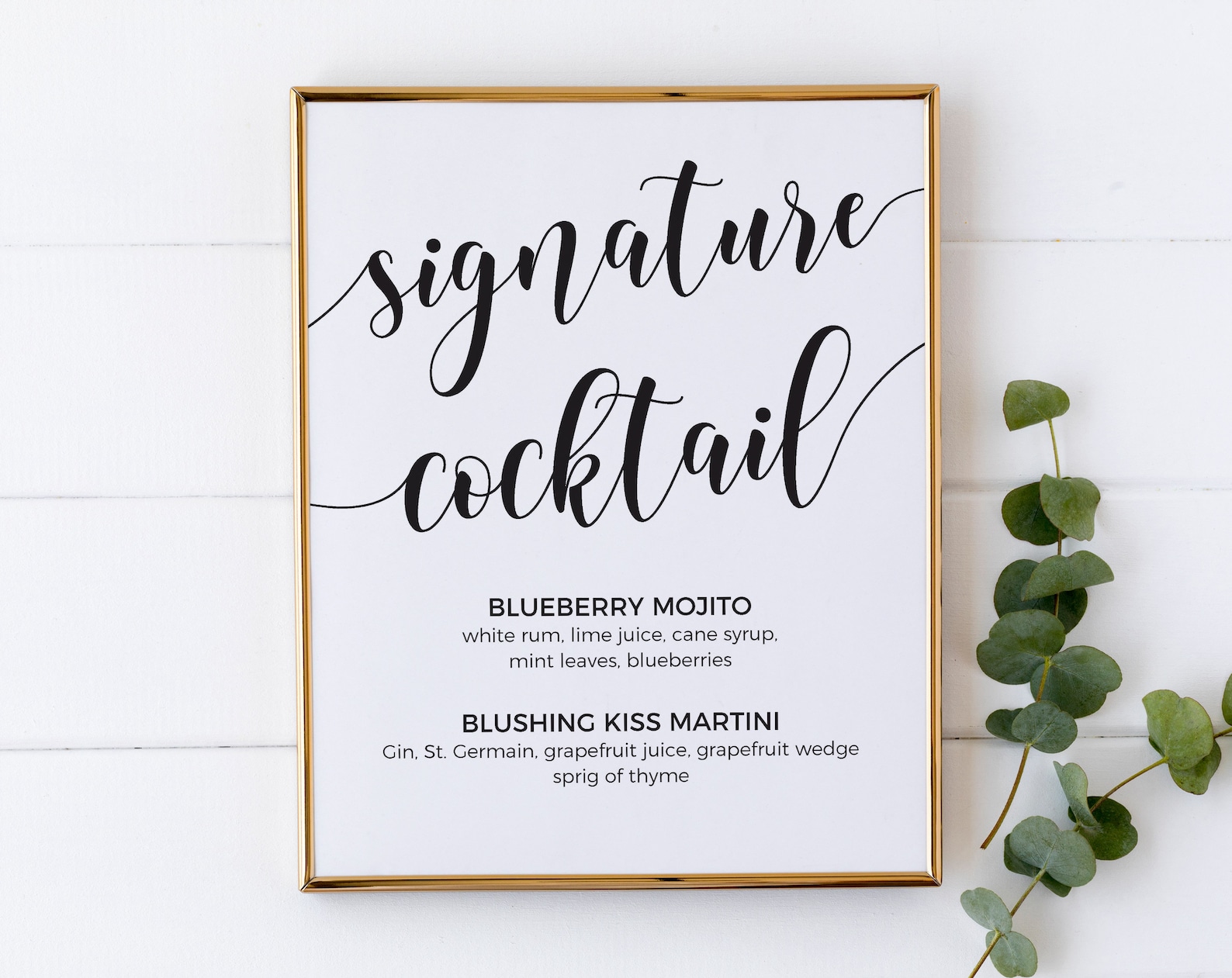 Signature Cocktail Template Wedding Signature Cocktail Sign | Etsy