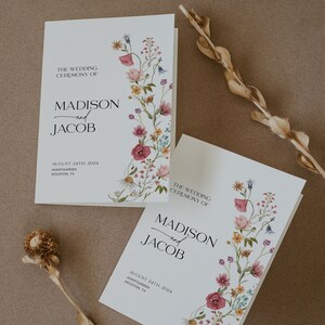 Floral Wedding Booklet, Booklet Program Template, Colorful Wildflower ...