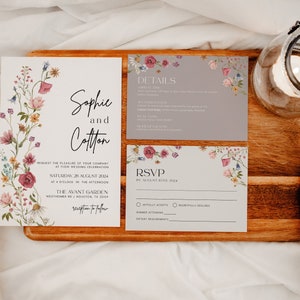 Colorful Floral Wedding Invitation Set, Spring Summer Floral Wedding ...