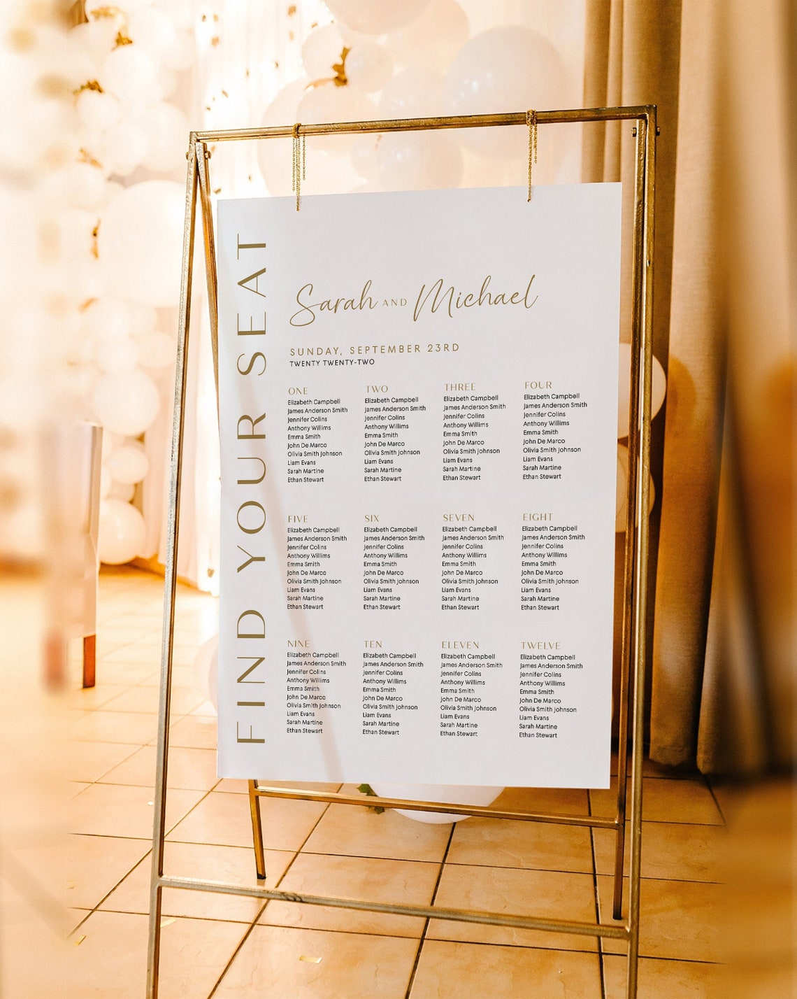 Seating Chart Gold Seating Chart Wedding Rust Gold Seating - Etsy