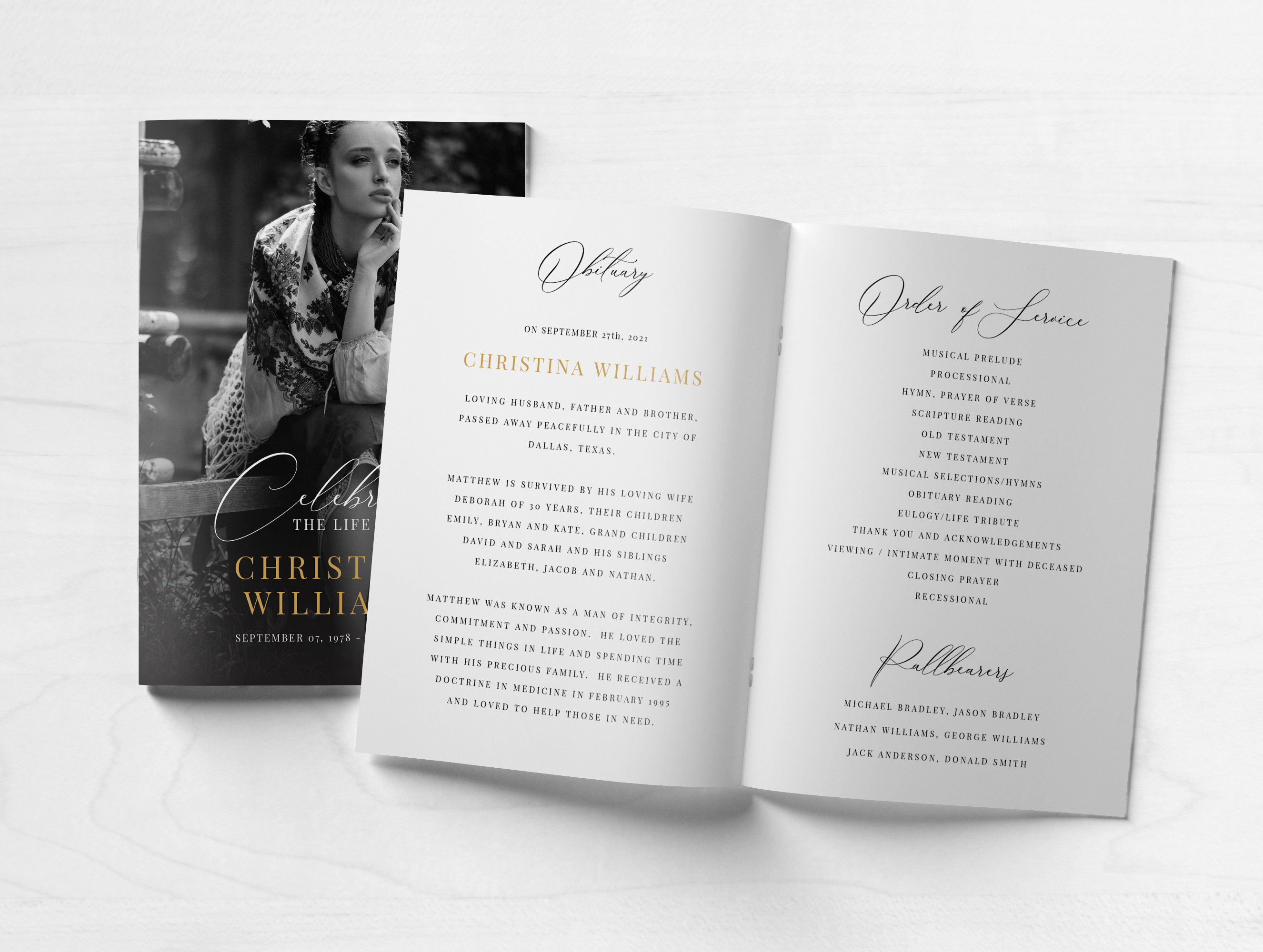 Funeral Program Template Instant Download Printable Funeral - Etsy