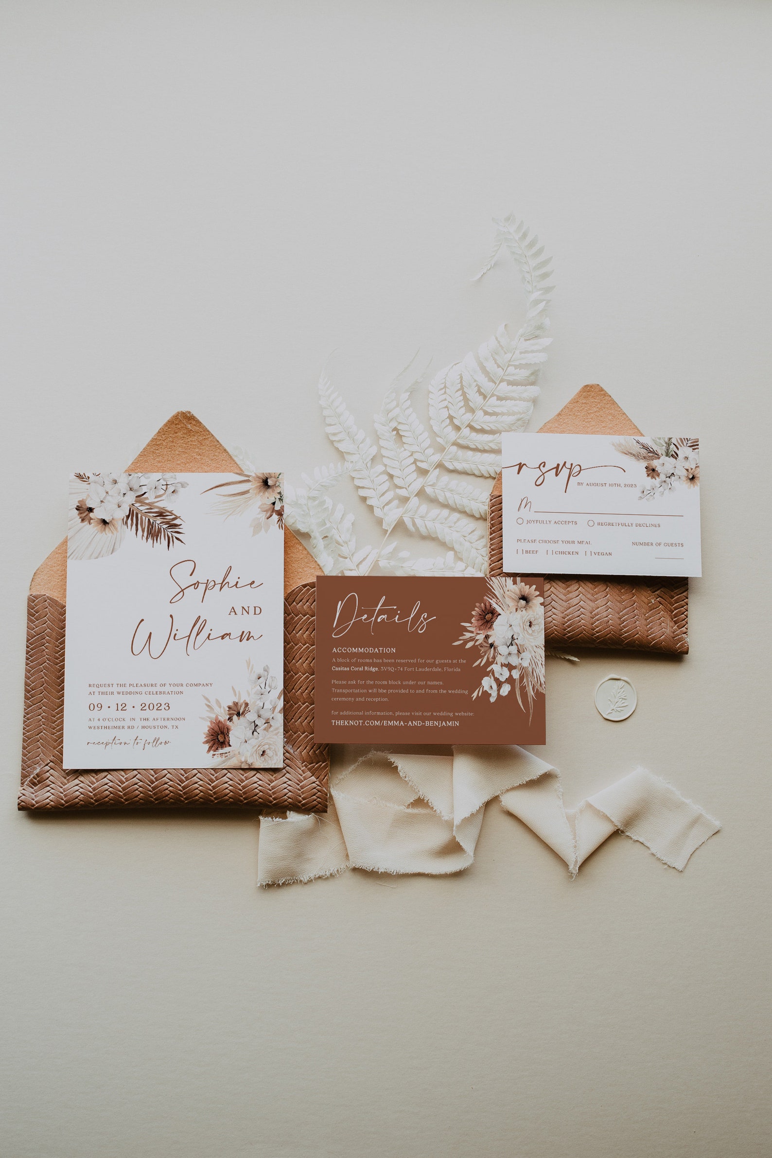 Boho Terracotta Invitation Template Boho Wedding Invitation - Etsy