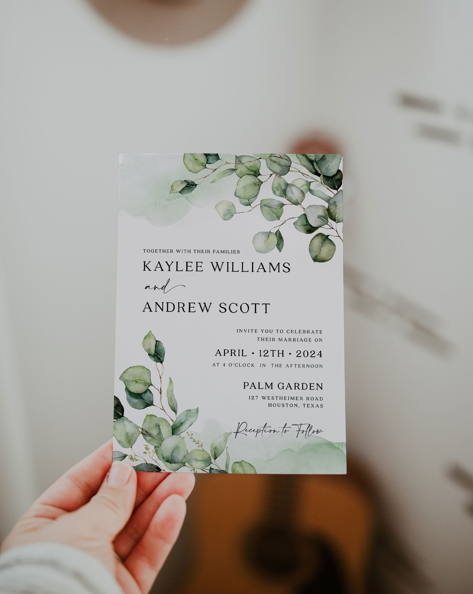 Greenery Wedding Invitation Template Wedding Invitation | Etsy