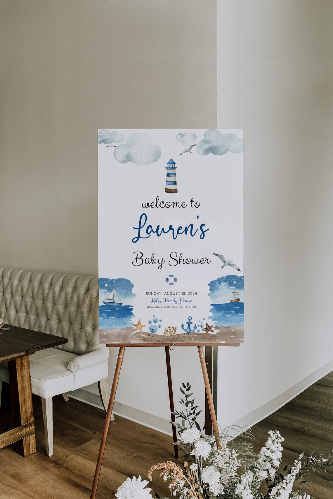 Nautical Welcome Sign Nautical Baby Shower Sign Welcome Sign - Etsy