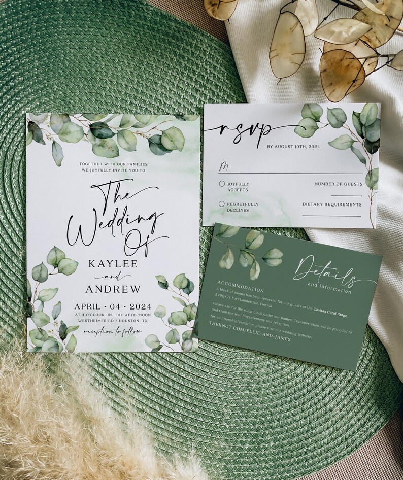 Greenery Wedding Invitation Suite Wedding Invitation - Etsy
