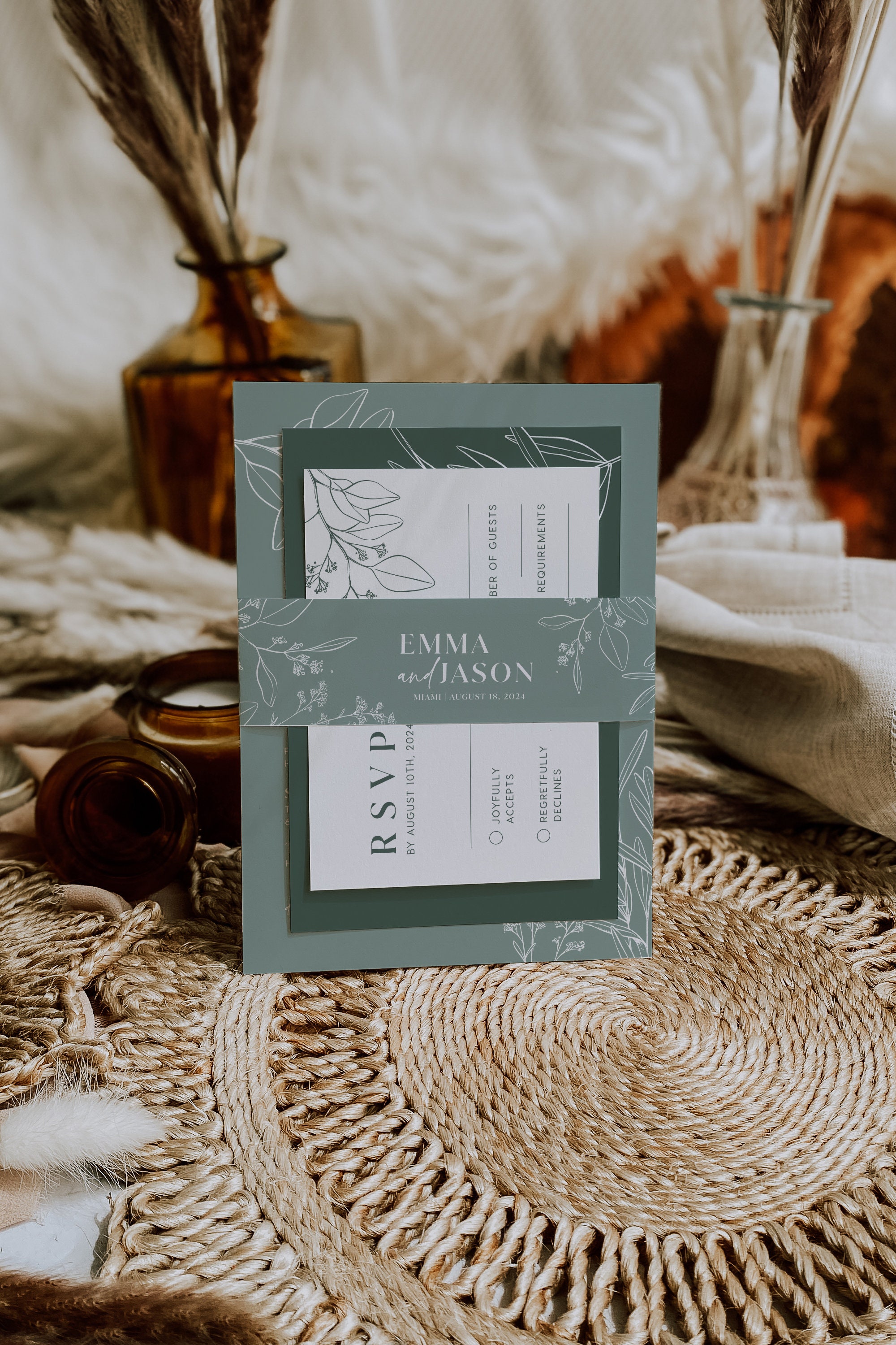 Invitation Set Belly Bend Belly Band for Sage Floral Wedding - Etsy