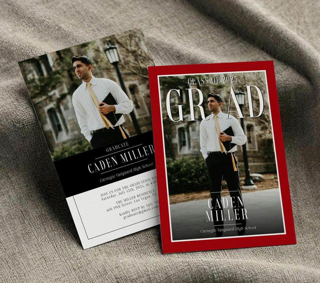 Magazine Cover Graduation Invitation Template - Etsy