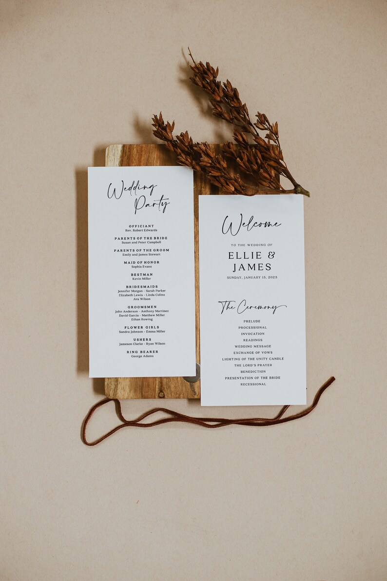 Wedding Ceremony Program Cards Simple Wedding Program | Etsy