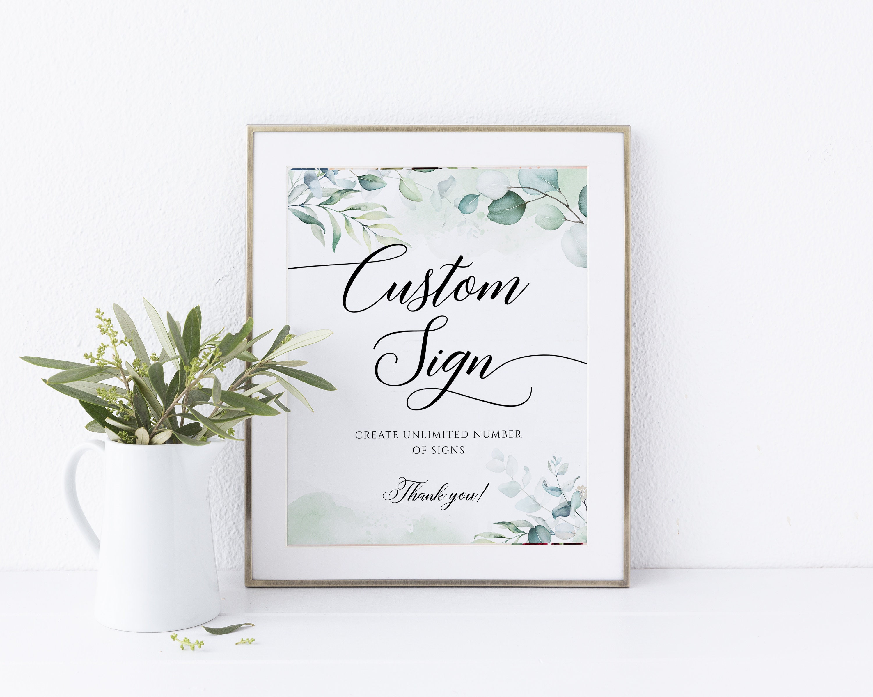 Wedding Sign Custom Wedding Sign Template Greenery | Etsy