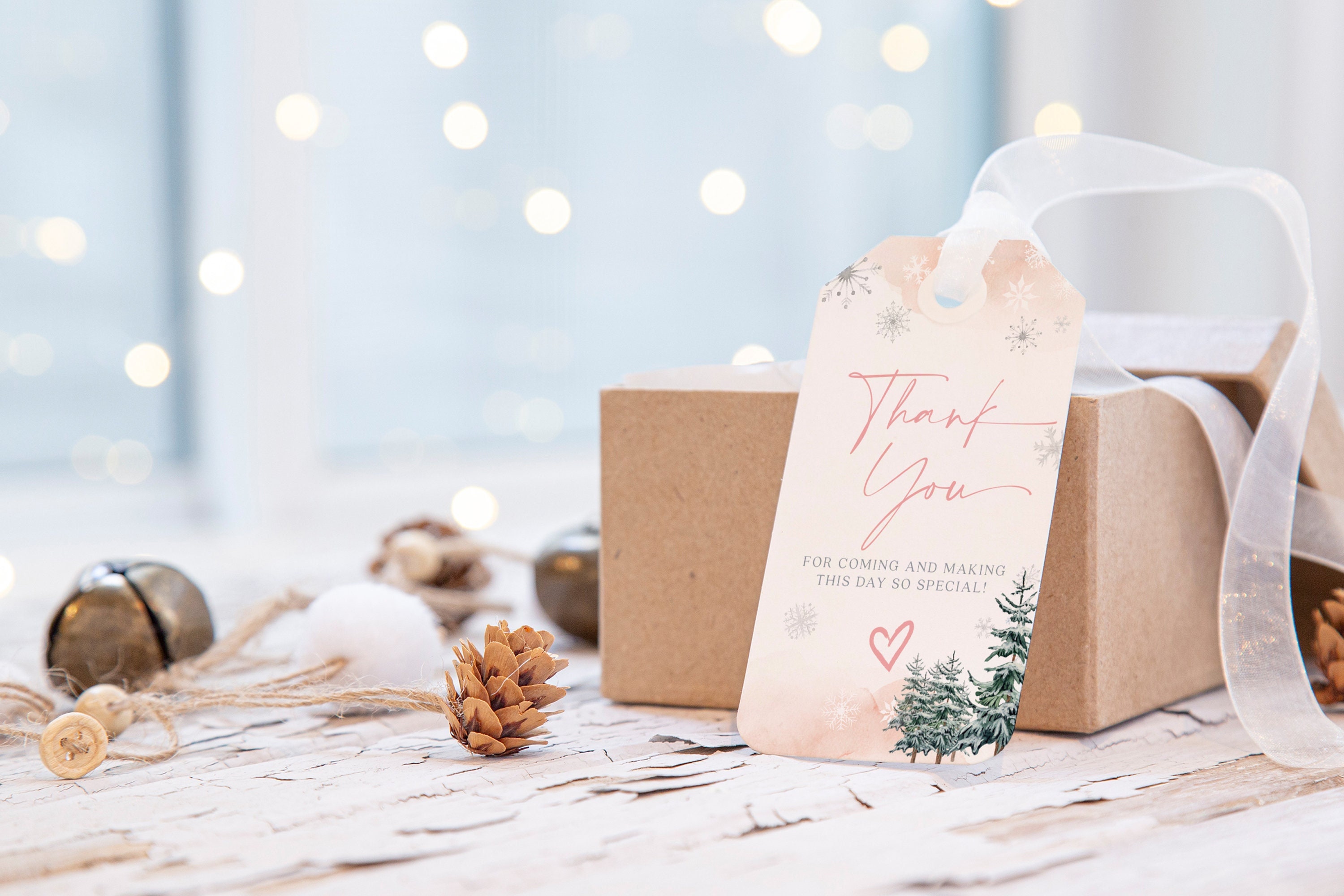 Thank You Labels Thank You Tag Template Winter Gift Labels - Etsy
