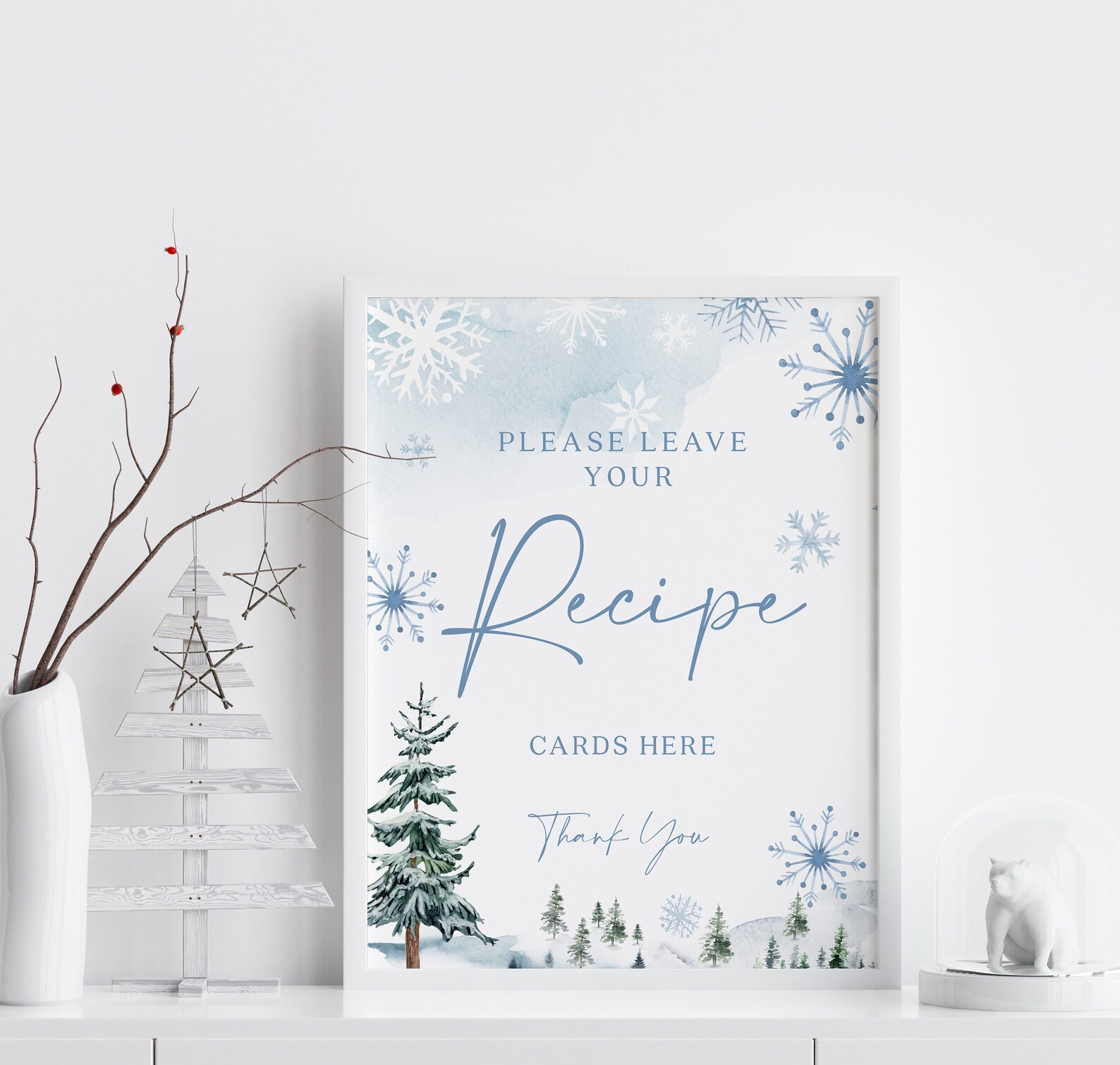 Recipe Sign Bridal Shower Recipe Sign Winter Wonderland - Etsy