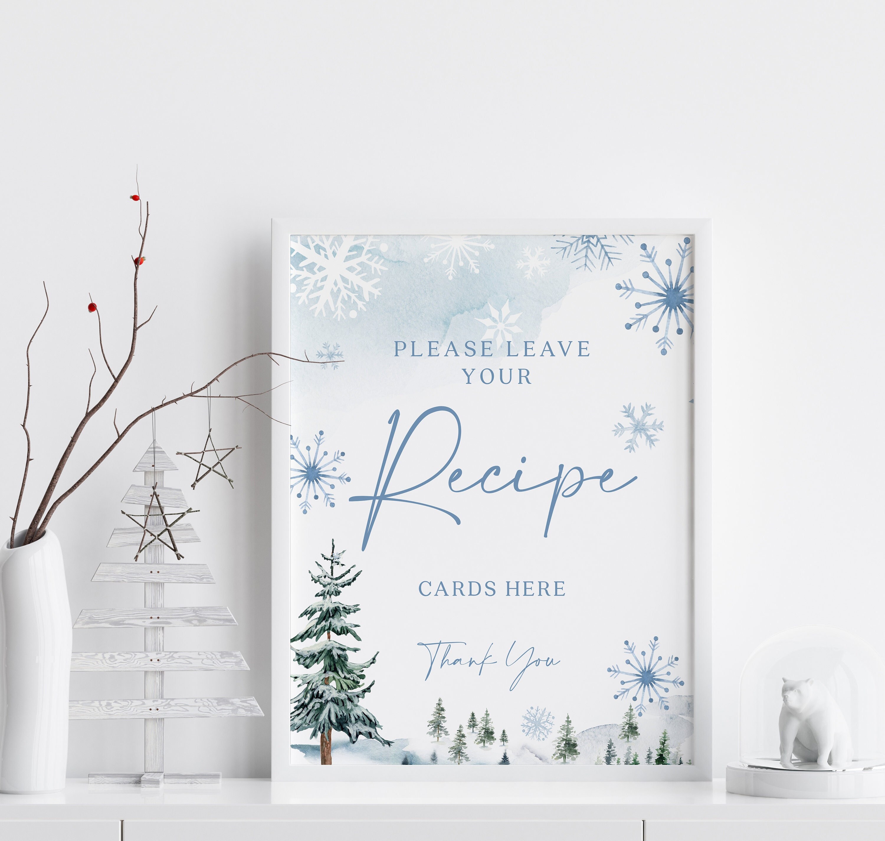 Recipe Sign Bridal Shower Recipe Sign Winter Wonderland - Etsy
