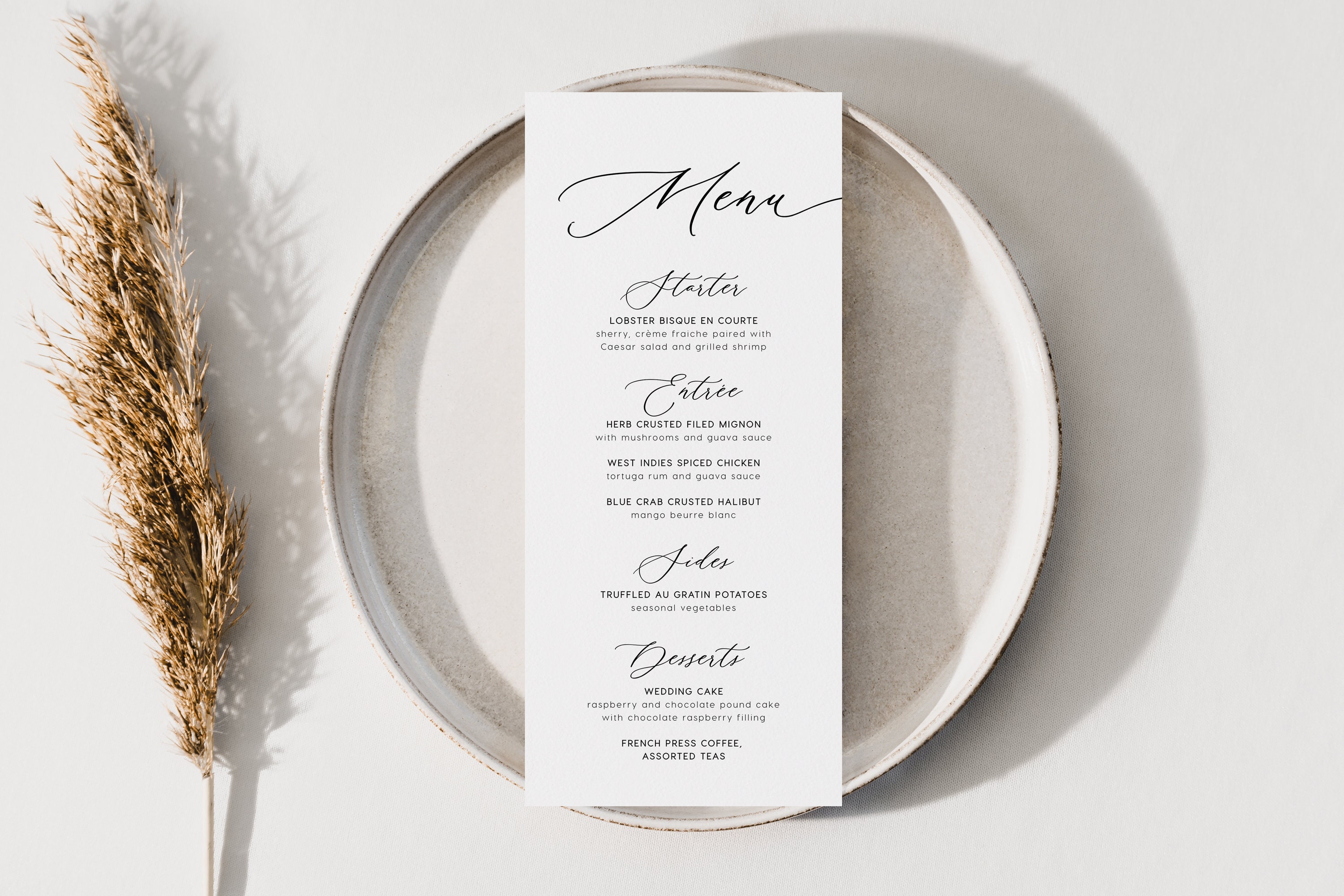 Aesthetic Menu Template Wedding Menu Template Wedding Menu | Etsy