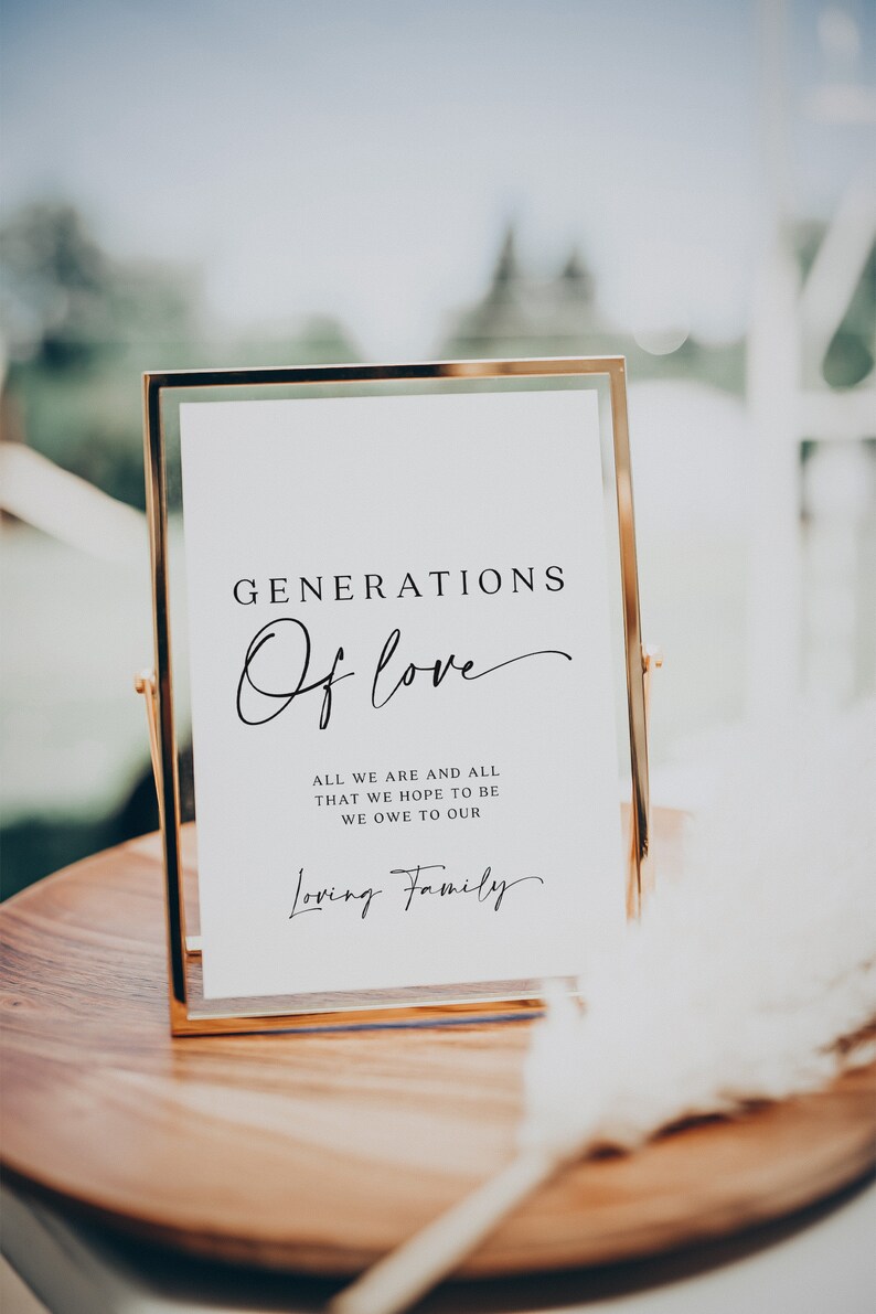 Generations of Love Wedding Sign Modern and Elegant Wedding - Etsy