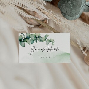 Greenery Place Card Template, Wedding Place Cards, Greenery Name Tags ...
