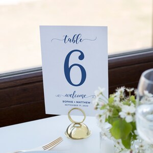 Table Number Template, Blue Table Numbers, Wedding Table Numbers ...