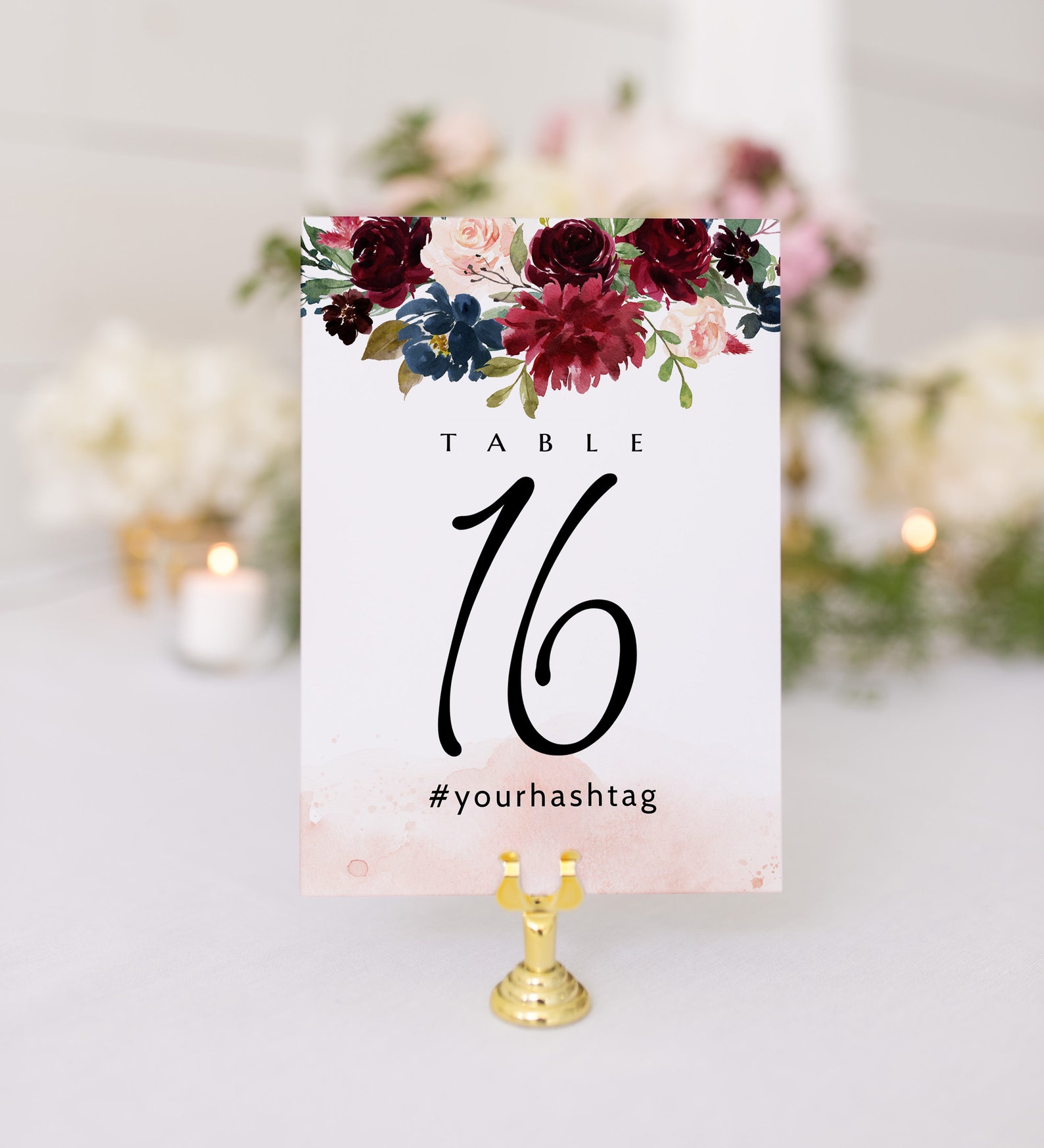 Table numbers boho Blush table number template Floral table | Etsy