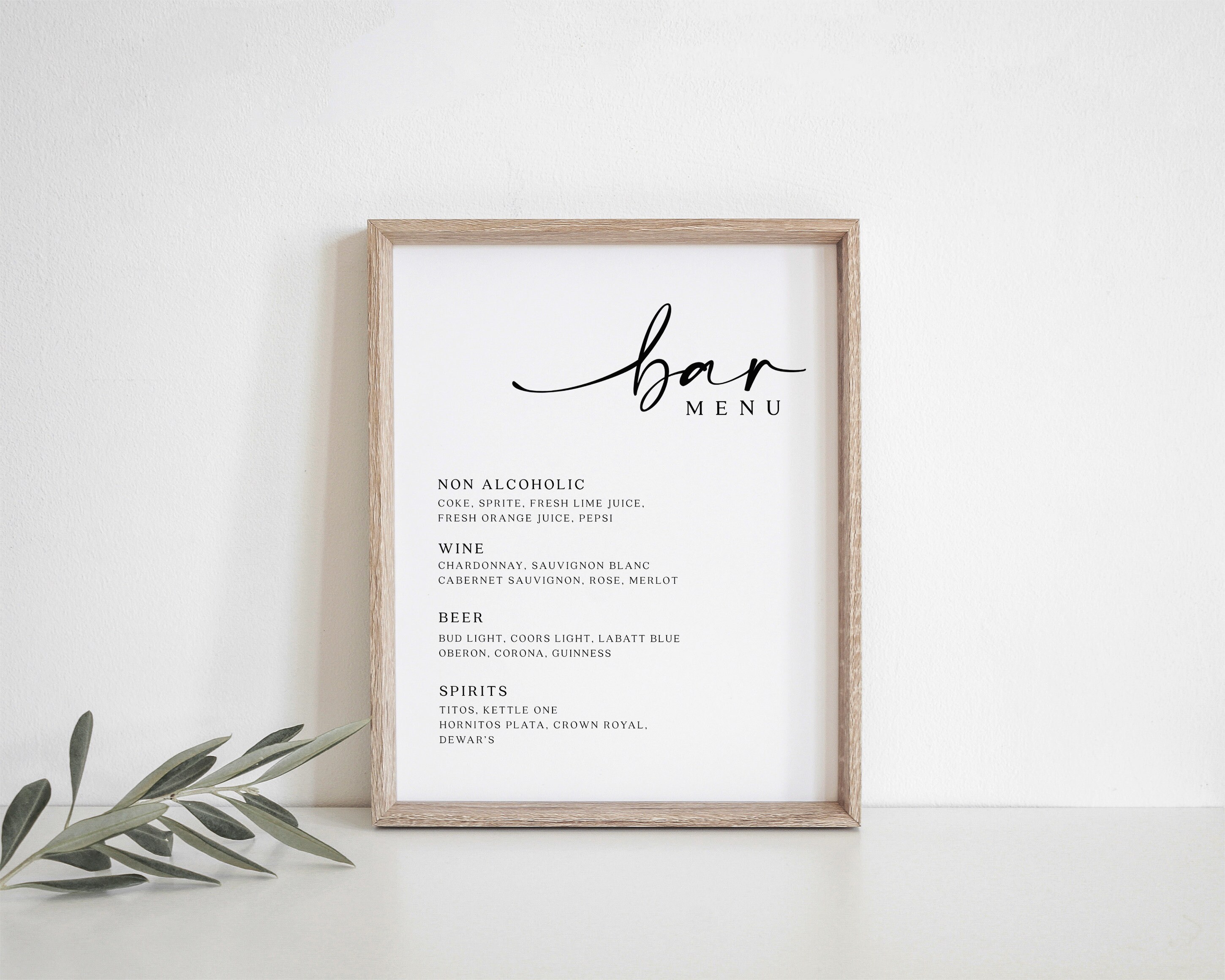 Wedding Bar Menu Sign the Bar Menu Template Drinks Menu - Etsy