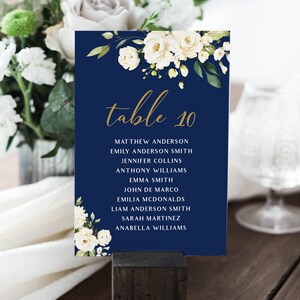 Seating Cards Template, Seating Chart Cards, Seating Plan Cards, Navy ...