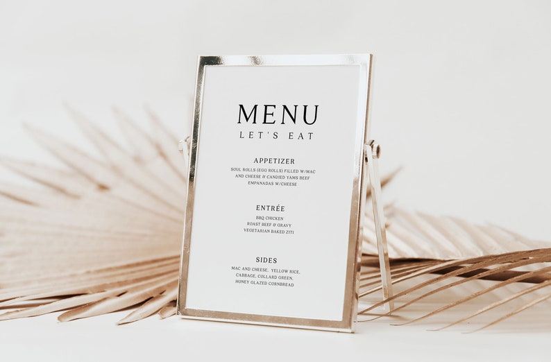 Menu Sign Template Table Menu Sign Wedding Menu Template - Etsy