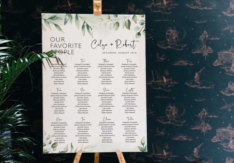 Seating Chart Wedding Seating Chart Greenery Seating Chart - Etsy