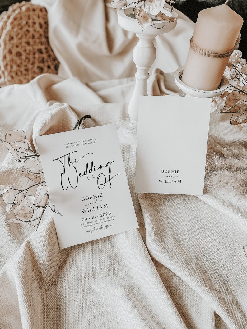 Minimalist Invitation Template Elegant Wedding Invitation - Etsy