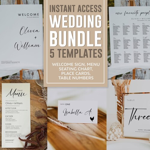 Wedding Bundle Seating Chart Welcome Sign Table Numbers - Etsy