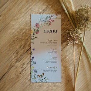 Menu Card Wedding, Menu Cards Template, Beige Wildflower Menu Cards ...