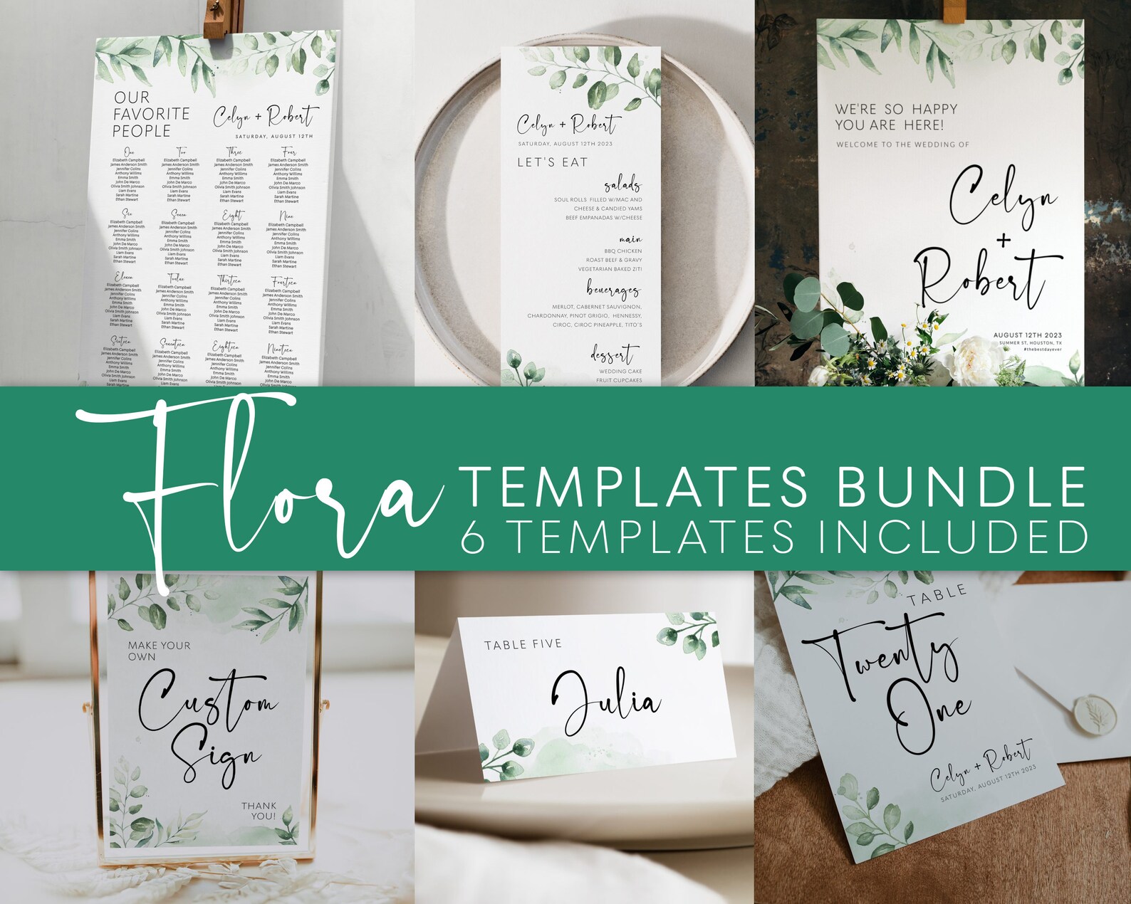 Ultimate Wedding Bundle Templates Bundle Greenery Wedding - Etsy