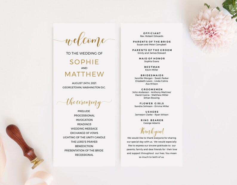 Program Template Wedding Program Printable Program Template - Etsy