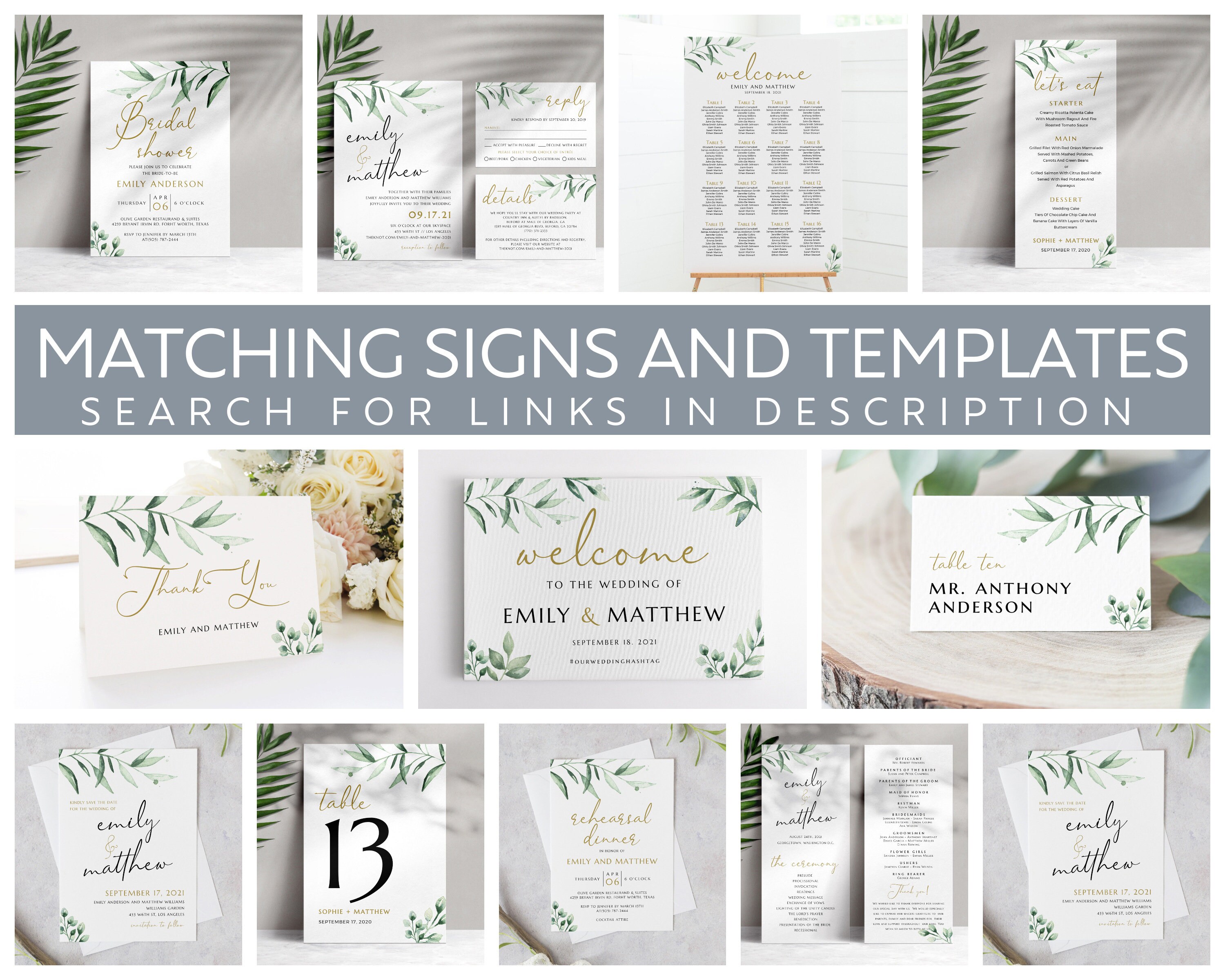 Greenery Wedding Program Template Program Template Gold - Etsy