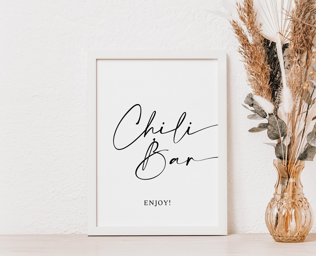Chili Bar Sign, Baby Shower Chili Bar Sign Printable, Modern and ...