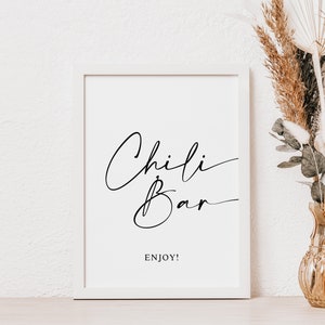 Chili Bar Sign, Baby Shower Chili Bar Sign Printable, Modern and ...