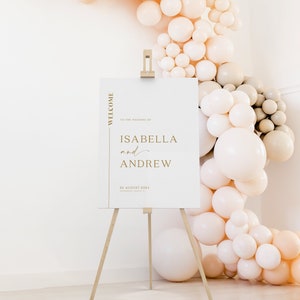 Wedding Welcome Sign Gold, Welcome Sign Template, Minimalist and ...