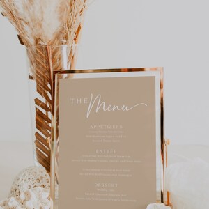 Beige Menu Template, Menu Sign, Wedding Menu Template, Beige Wedding ...