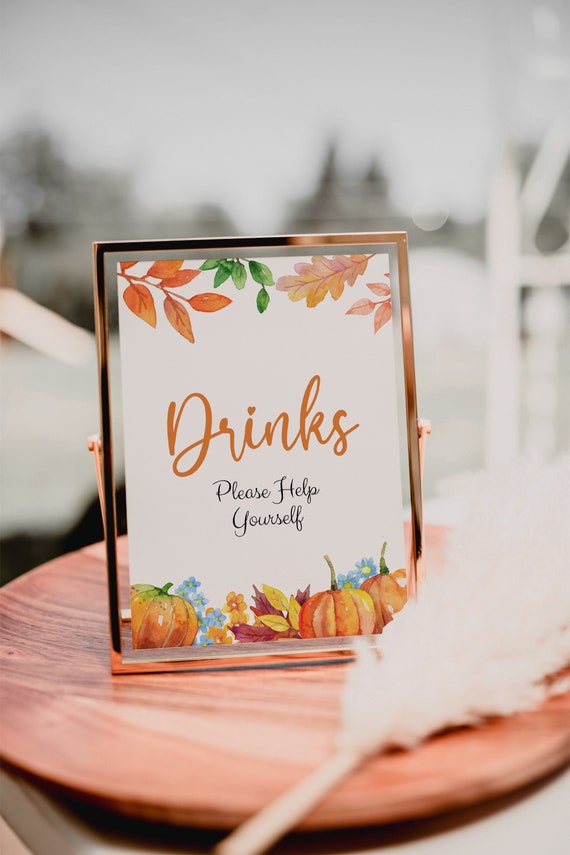 Drinks Sign Drinks Table Sign Fall Pumpkin Baby Shower - Etsy