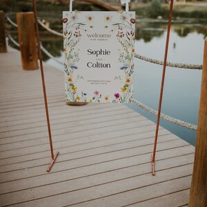 Welcome Sign Wedding, Beige Wedding Welcome Sign, Floral Wedding ...