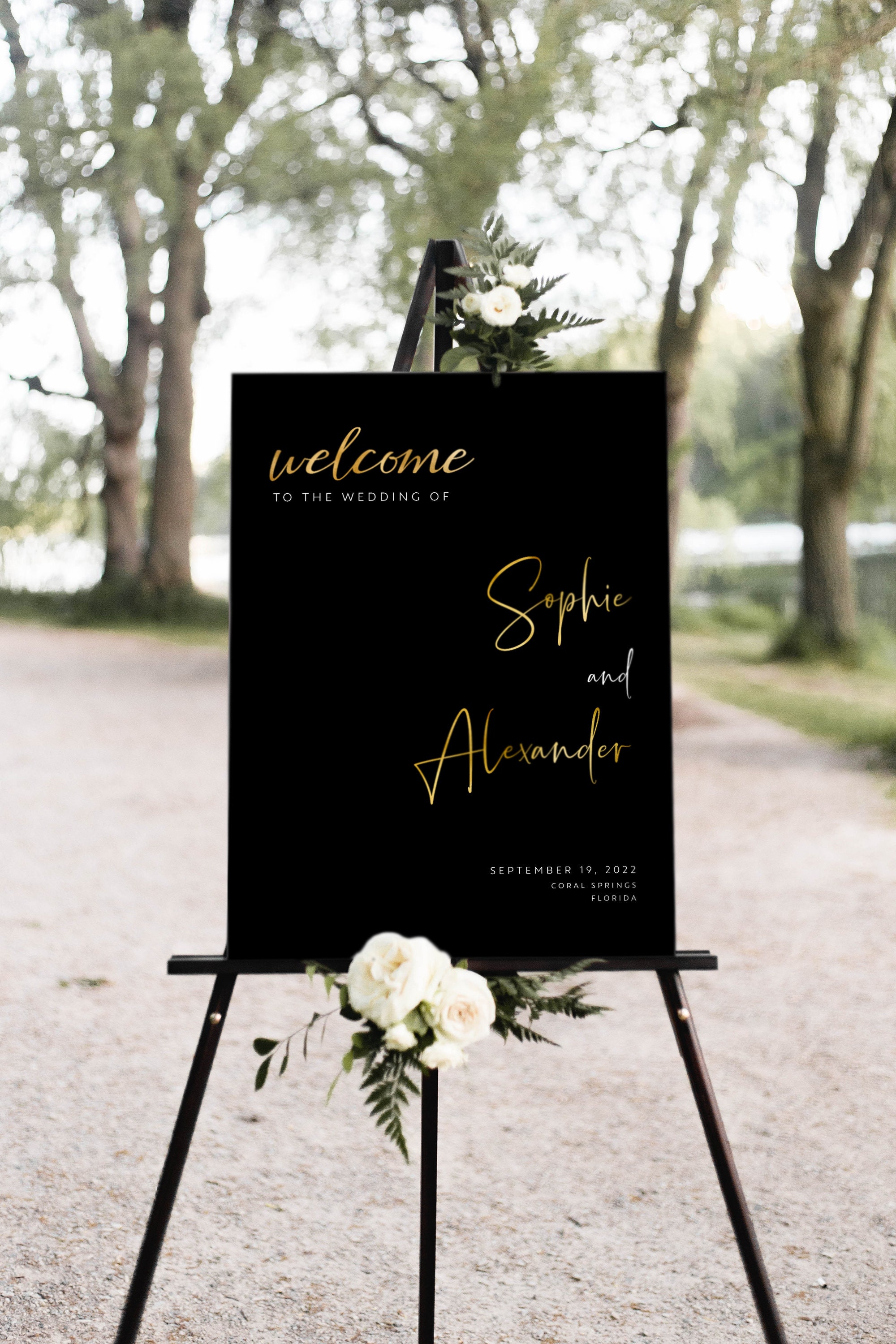 Black and Gold Wedding Welcome Sign Welcome Wedding Sign DIY - Etsy