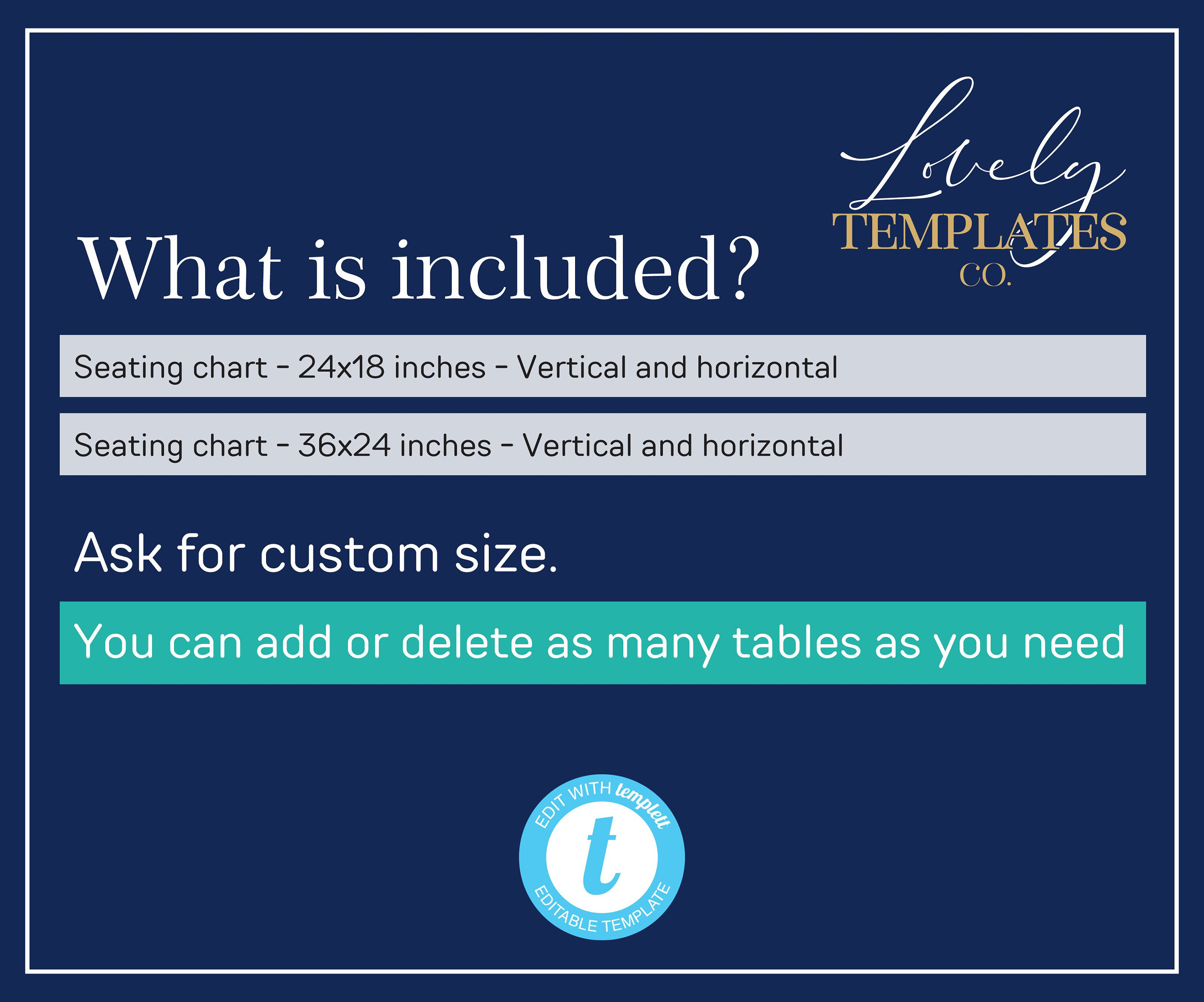 Seating Chart Template Navy Seating Chart With White Flowers - Etsy