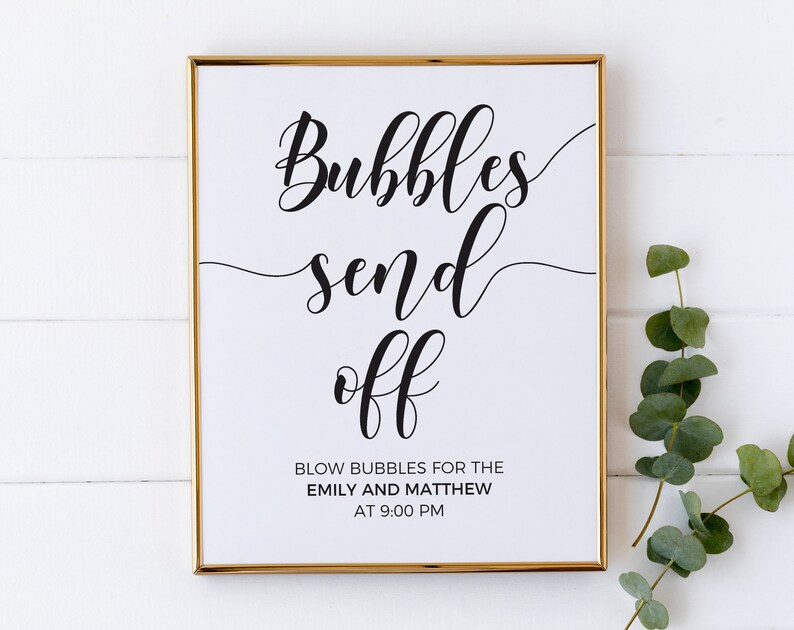 Bubbles send off sign template editable Bubbles send off | Etsy