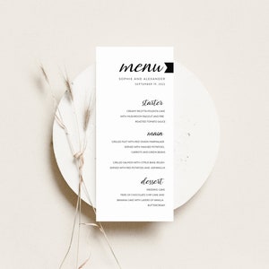 Menu Card Template, Simple Menu Template, Instant Download #BW021 - Etsy