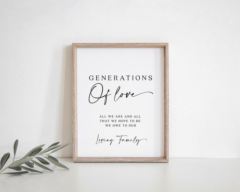 Generations of Love Wedding Sign Modern and Elegant Wedding - Etsy