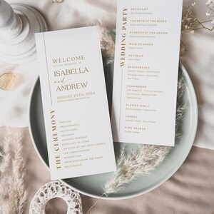 Wedding Ceremony Program, Gold Program Template, Wedding Church Program ...