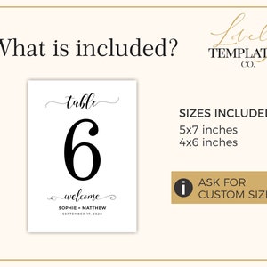 Black Table Numbers Template, Minimalist Table Numbers Printable and ...