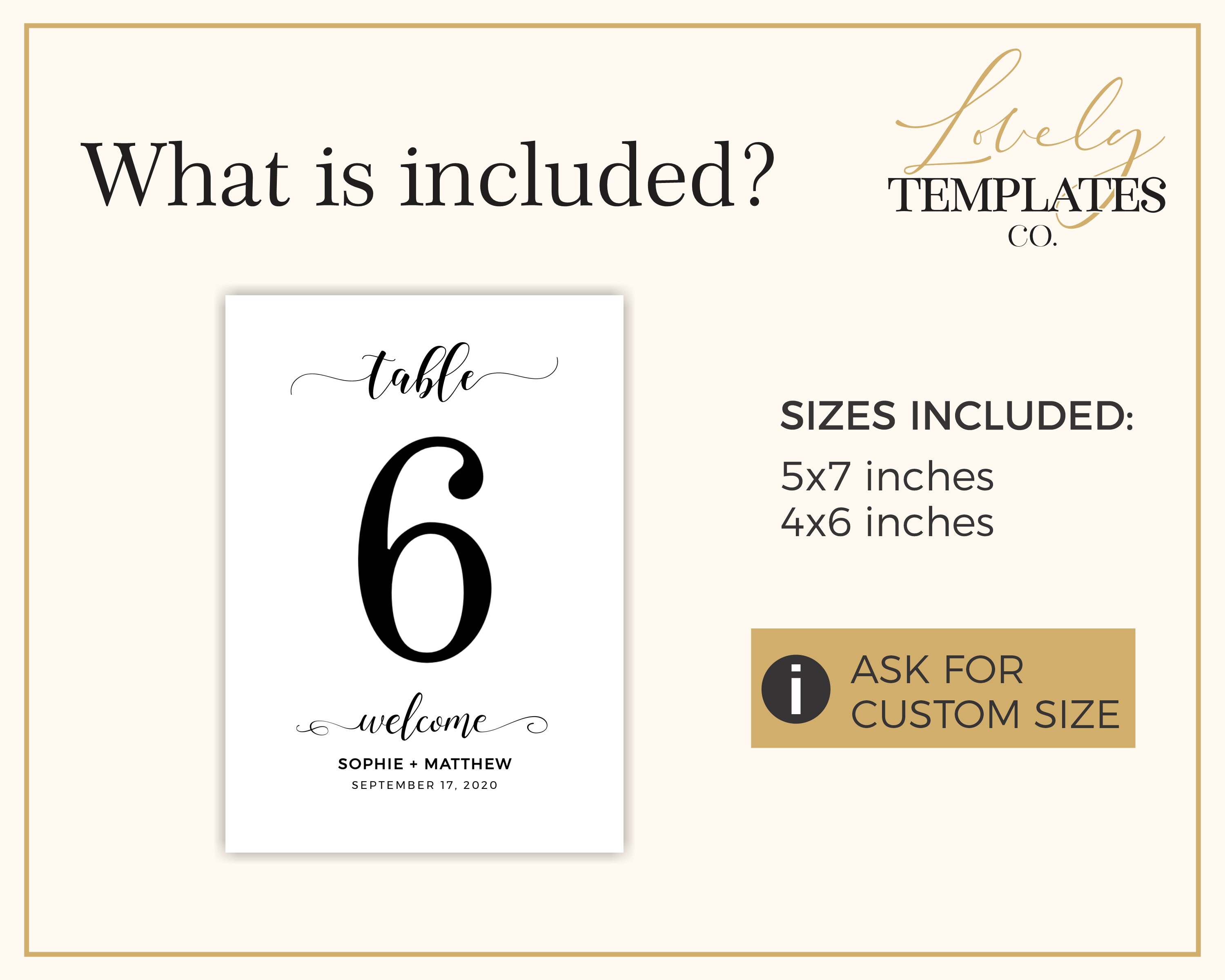Black table numbers template Minimalist table numbers | Etsy