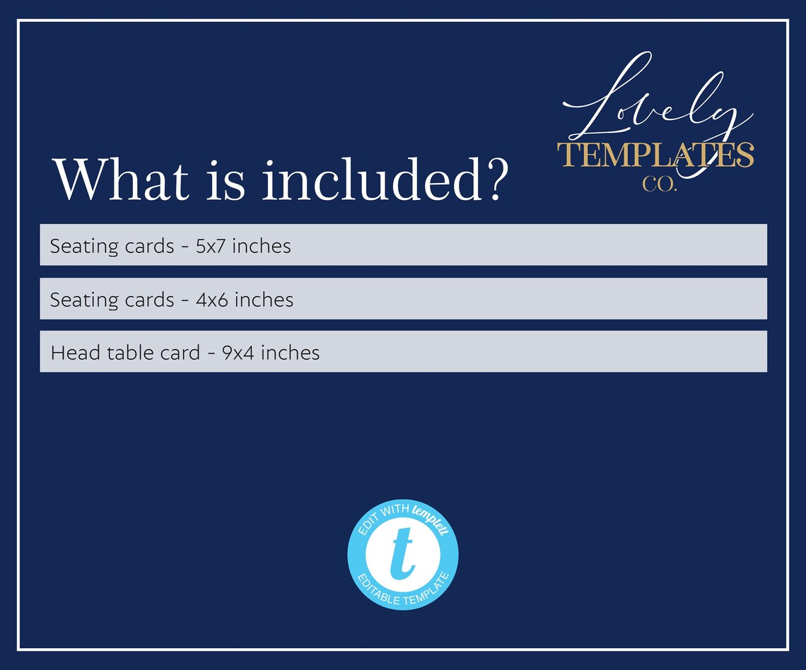 Seating Cards Template Seating Chart Cards Seating Plan - Etsy