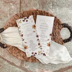 Wedding Program Template, Boho Ceremony Program, Wildflower Wedding ...
