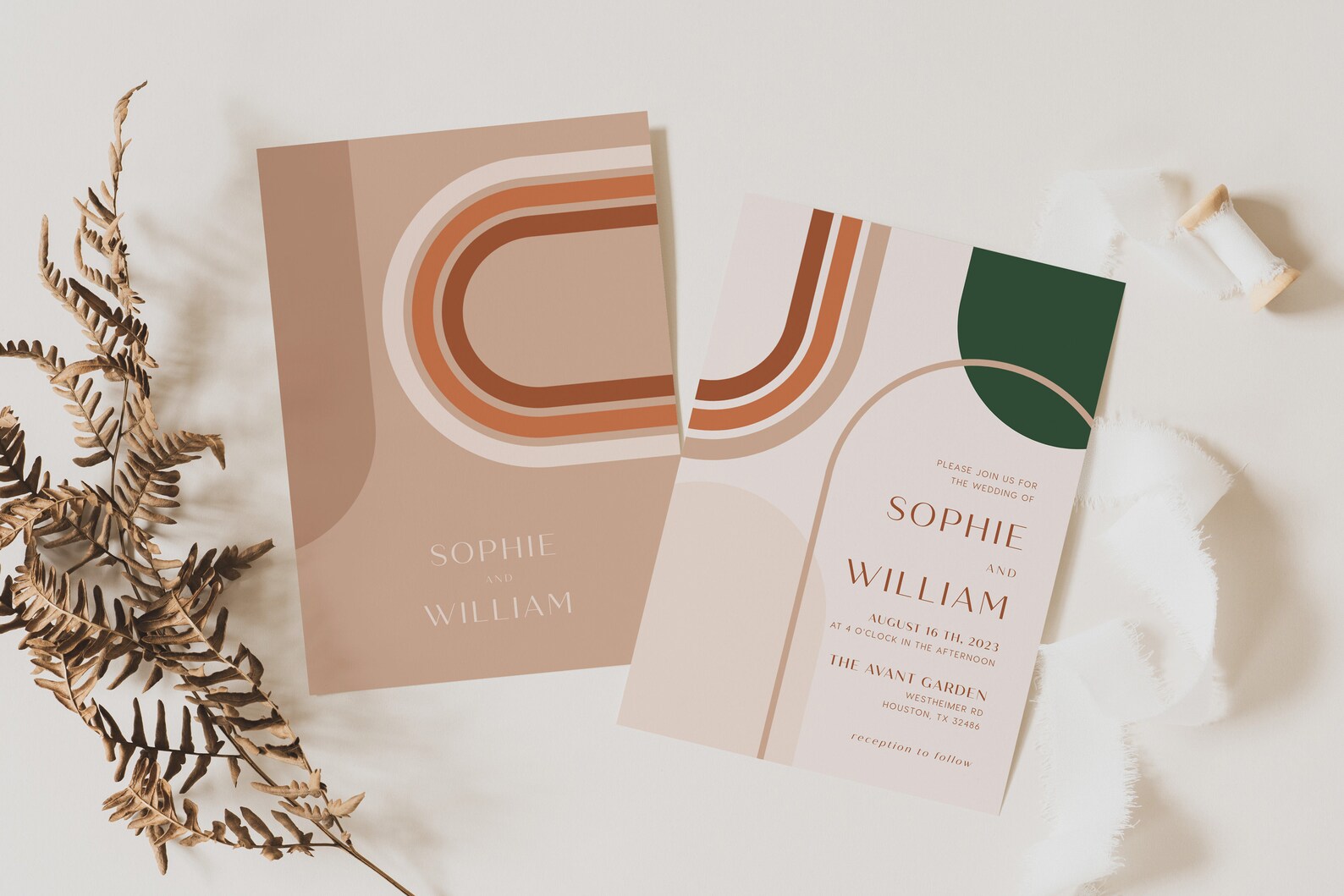 Boho Wedding Invitation Modern Boho Wedding Invitation Set - Etsy