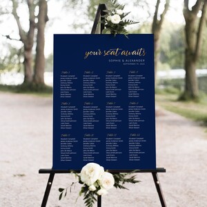 Navy and Gold Seating Chart, Seating Chart Navy, Instant Download ...