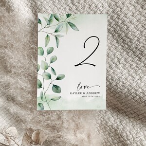 Eucalyptus Greenery Table Numbers, Weeding Table Numbers Template elise ...